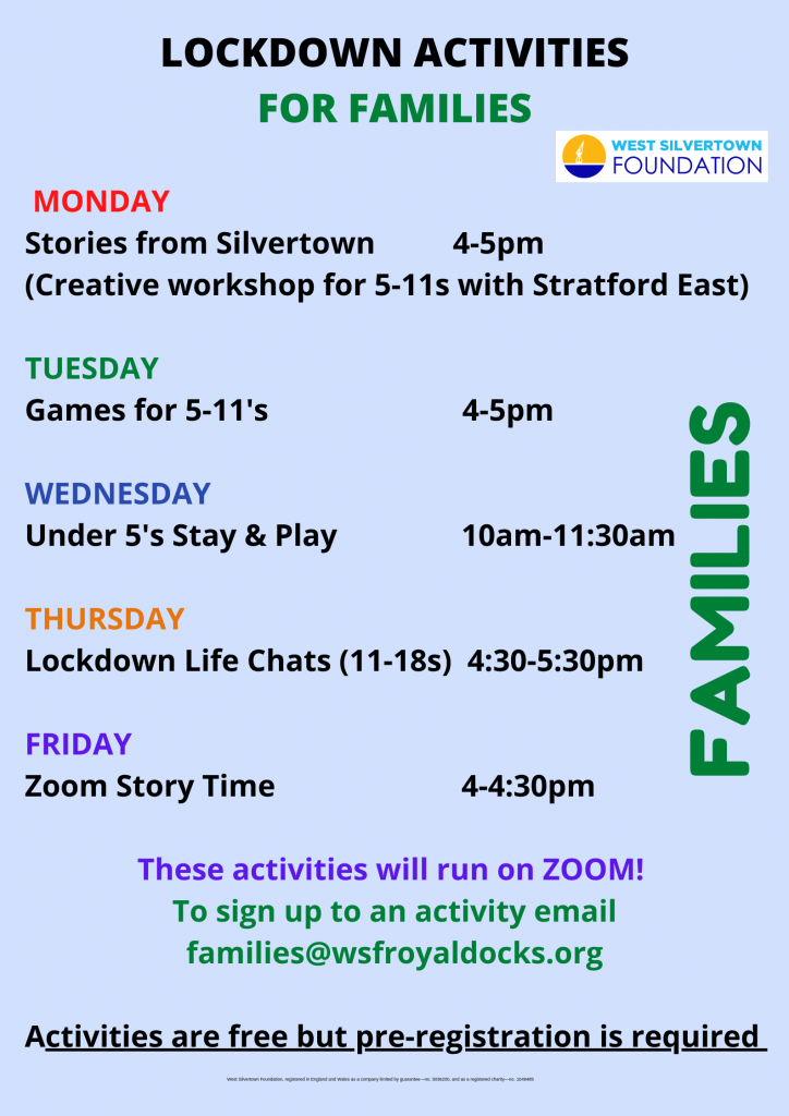 MARCH Timetable for Families A4 | West Silvertown Foundation